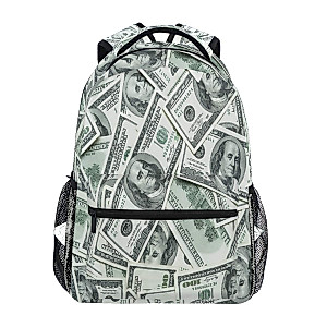 Backpack Funny American Dollar Money Adults School Bag Casual College Bag Travel Zipper Bookbag Hiking Shoulder Daypack for Women Men