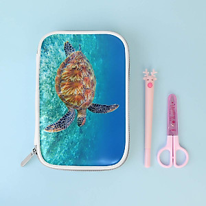 Bardic Pen Pencil Case Ocean Animal Sea Turtle Makeup Brush Bag Travel Organizer Cosmetic Pouch Passport Holder For Men Women