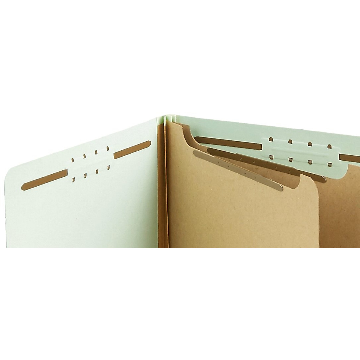 Amazon Basics 10-Pack Letter Size Pressboard Classification File Folders with Fasteners, Dividers, 2” Expansion - Green