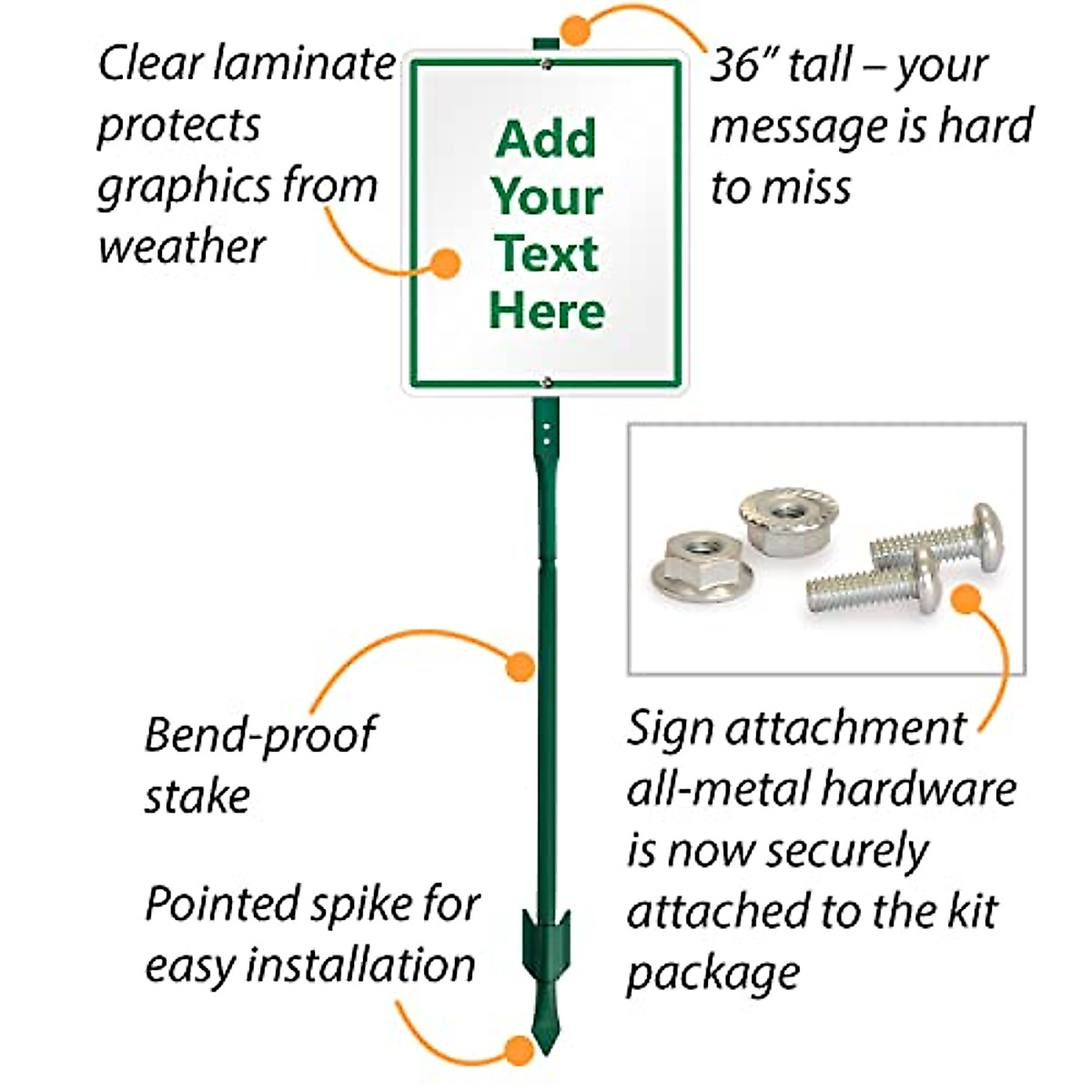 SmartSign 12 x 10 inch Custom Yard Sign with 3 foot Stake - Add Your Text, 40 mil Laminated Rustproof Aluminum, Choose Your Color, Set of 1