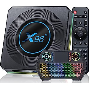 Android TV Box 11.0, X96 X4 Android 11 TV Box 4GB RAM 64GB ROM Amlogic S905X4 Quad-Core 64bits with Wireless Keyboard, 1000M LAN Dual-WiFi 2.4G/5G Android Box with 8K/6K/AV1/3D/USB 3.0/BT 4.2