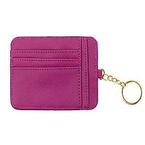 XOXO Women’s Wallet Mini Mgenta Saffiano Leather Key Card Id Coin Case, XW321348G-42-A11