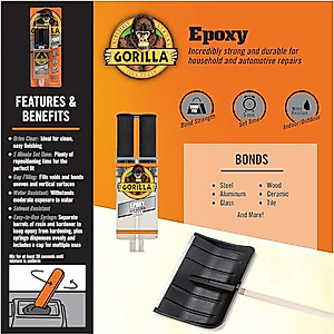 Gorilla 2 Part Epoxy, Clear Epoxy, 0.85 Ounce Syringe (Pack of 1) - 5 Minute Set, Incredibly Strong Bonding