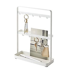 Yamazaki Stand Home Rack-Modern Hook Organizer Stand | Steel | Key Storage, One Size, White