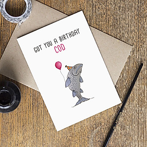 Ulbeelol Cod Fish Themed Funny Birthday Card - GOT YOU A BIRTHDAY COD, Happy Birthday Card