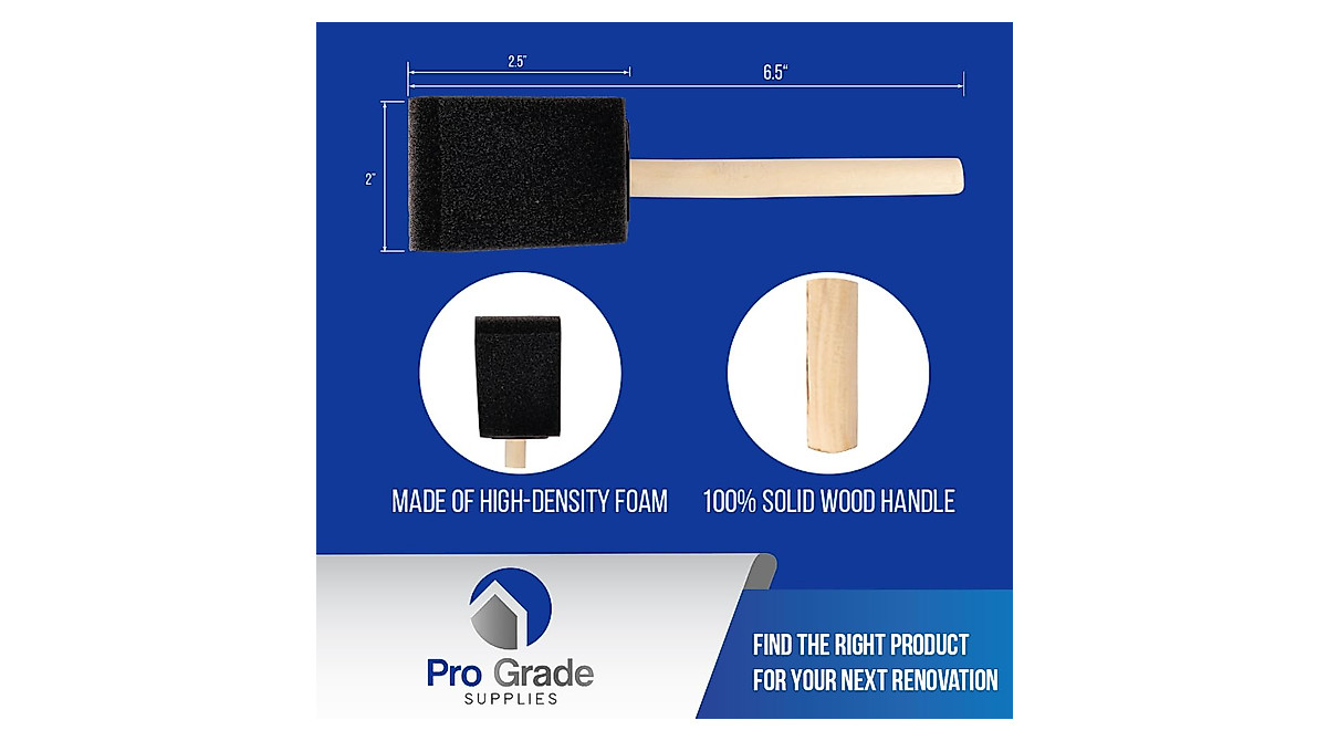 Pro Grade Foam Brushes 2 Inch Set - 48 Disposable Paint Tools