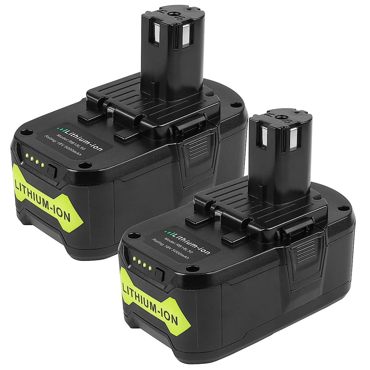 ARyee 5.0Ah 18V P108 Replacement Battery for Ryobi One+ Cordless Tool Lithium P102 P103 P105 P107 P108 P109 P122 P100 RB18L50 RB18L25 RB18L15 RB18L40 (2)