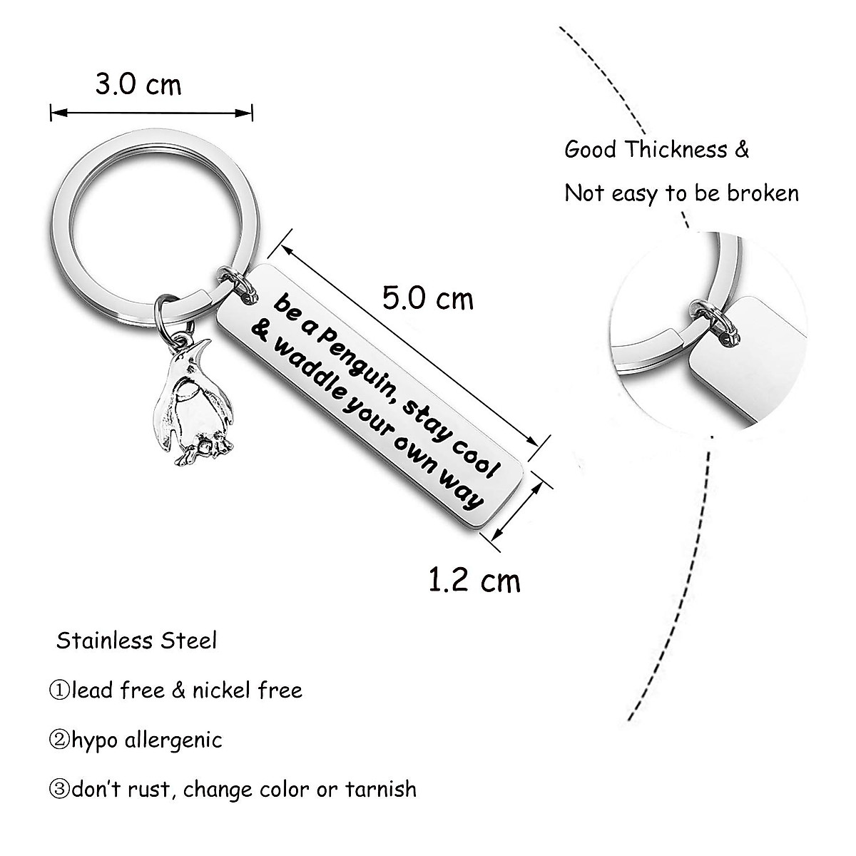 Gzrlyf Penguin Keychain Inspirational Penguin Gifts for Penguin Lovers Be a Penguin Stay Cool and Waddle Your Own Way (be a Penguin)