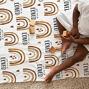 HawSkgFub Boho Rainbow You are So Loved Baby Blanket Girl Boy Gift, Inspirational Brown Flannel Fleece Nursery Bed Receiving Blankets, Soft Lightweight Newborn Toddler Infant Kids Bedding 30 x 40