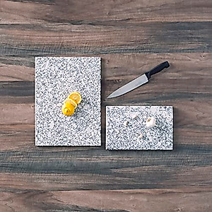12"x16" Natural Granite Chopping Board (White), By Home Basics | Cutting Boards For Kitchen | Kitchen Serving Boards With Non-Skid Feet | For Veggies, Meats, and Dough Preparation