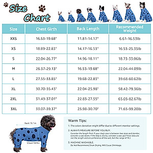 Comwish Dog Surgery Suit Long Sleeve, Dog Recovery Suit Female Male with Zipper Closure Post Spay, Neuter, Dog Onesie Shedding Suit Full Coverage Bodysuit (Blue, S)