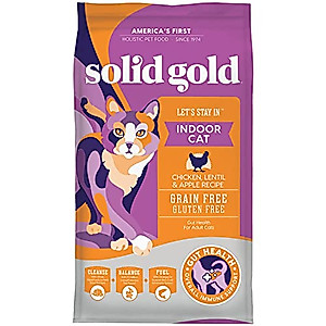 Solid Gold Indoor Dry Cat Food - Let's Stay in Cat Food Dry Kibble for Indoor Cats - Hairball & Sensitive Stomach - Grain & Gluten Free - Probiotics & Fiber for Digestive Health - Chicken - 6lb