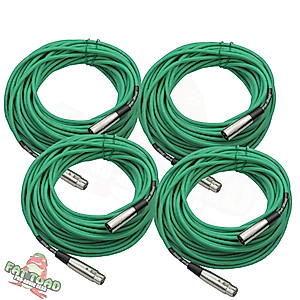 Fat Toad XLR Microphone Cables (4 Pack) 50ft Professional Pro Audio Green Mic Cord Extension Patch with Lo-Z Connector | 24 AWG Shielded Wire & Balanced for Music Recording Studio Mixer Gear