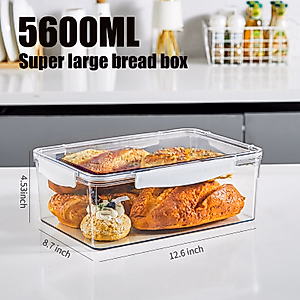 ORGIDOL 2 Packs Bread Box Airtight Bread Storage Containers Clear Bread Box for Kitchen Countertop, Stackable Bread Bin Large Bread Keeper for Homemade Bread, Muffins, Rolls, Bagel, Loaf