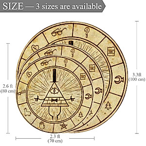 Inhomer Small Area Rugs Bathroom Rugs Bill Cipher Wheel Zodiac Non-Slip Throw Rug Floor Carpet Door Mat for Sofa Bedroom Nursery Decor, (Round - 2.2ft Diameter)