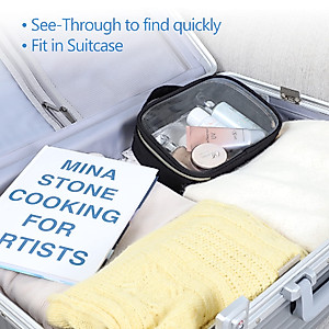 PACKISM Clear Makeup Bags - TSA Approved Toiletry Bag with Handle Large Opening, Clear Toiletry Bags for Traveling Travel Essentials, Clear Travel Bags for Toiletries, Black