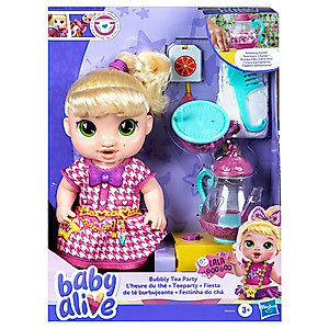 Baby Alive Bubbly Tea Party LaLa GooGoo Doll with Teapot Accessories, Blonde Hair, 11 Inches, Toys for 3 Year Old Girls and Boys & Up