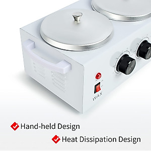 Electric Double Wax Warmer Professional Aluminum Hair Removal Wax Heater with Wax Applicator Sticks Hard Wax Beads Melter Waxing Set Pot