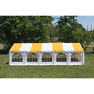 DELTA Canopies 32'x16' Budget PVC Wedding Party Tent,Easy Setup Outdoor Event Canopy,Backyard Garden Shelter Gazebo,with Waterproof Top,Galvanized Steel Frame,Commercial/Residential Use,Yellow White