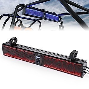 KEMIMOTO 33 inch 8 Speaker Louder UTV Sound Bar Waterproof Bluetooth, Heavy-Duty Aluminum, Music Sync Multicolor Light SXS Speakers, Soundbar for UTV Golf Cart Marine Boat with 1.75''-2.25'' Roll Bar