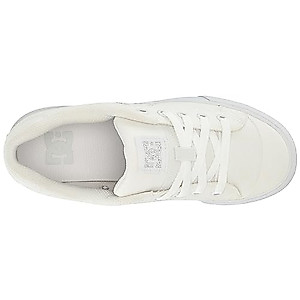DC Women's Chelsea TX Skate Shoe, White/Silver, 8