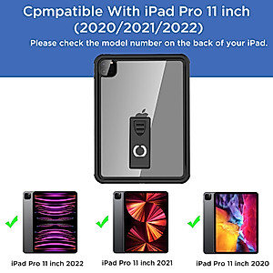 AICase Waterproof Protective Case for iPad Pro 11 Inch 2020/2021/2022 with Lanyard and 360° Full Body Protection with Touch Function, Transparent Case, Waterproof, Shock Resistant