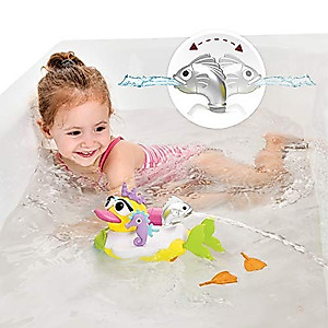Yookidoo Jet Duck Mermaid Bath Toy with Powered Water Shooter - Sensory Development & Bath Time Fun for Kids - Battery Operated Bath Toy with 15 Pieces - Ages 2+
