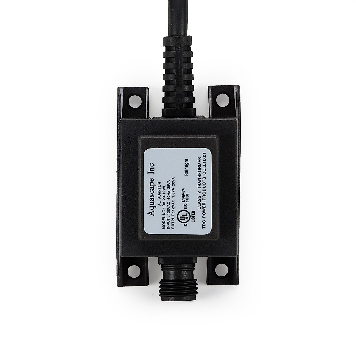 Aquascape 98485 Plug-in Garden, Pond, and Fountain Lighting 12V Quick-Connect Transformer, 20-Watt, Black