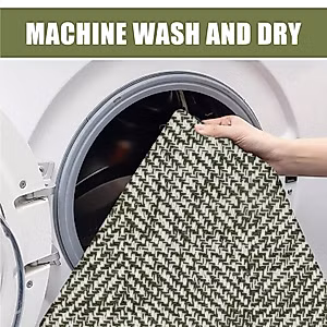 Collive Small Bathroom Rug, 2' x 3' Hand-Woven Low Profile Front Entryway Rug, Olive Green/Cream Cotton Reversible Washable Kitchen Mat Modern Farmhouse Carpet for Foyer Bedroom Back Door Decor