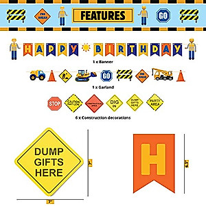 PREMIUM (16 SERVES) CONSTRUCTION BIRTHDAY SET - Construction Birthday Party Supplies, All in One Truck Construction Party Supplies- Plate, Cups, Spoons, Fork, Napkins. Construction Birthday Decorations for Boys