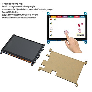 Zunate RasPi Touchscreen Monitor, 5 Inch 800x480 Portable Monitor Capacitive, HDMI Input, External Display Compatible with Ras Pi, Computer Secondary Screen