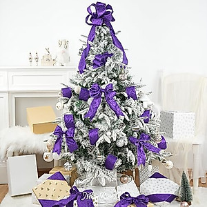 MAYREEL 2.5 Inch Purple Ribbon Wired Glitter for Halloween Christmas Decorations Gift Wrapping Wreath Supplies Tree Toppers Garland Crafts 10 Yards