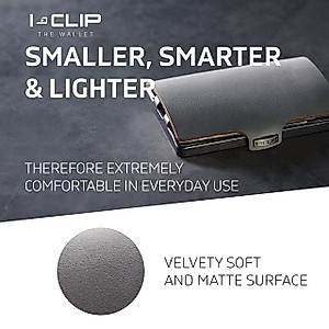 I-CLIP Original Cardholder with Moneyclip -Smooth Leather Slim Wallet - Leather Wallet - Premium Wallet - Cardholder - Soft Touch Urban Grey