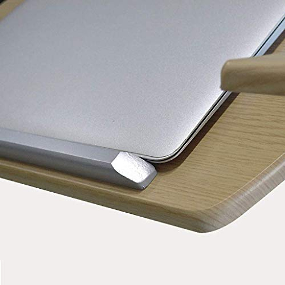 SCKTFS Computer Student Laptop Desk Height Adjustable Wooden Laptop Table Computer Standing Desk with Tablet Slot Mobile Workstation with Wheels