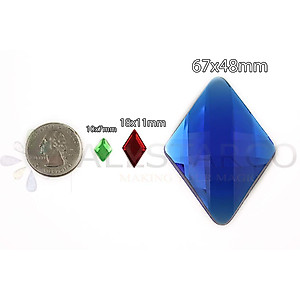 11x18mm Flat Back Diamond Acrylic Rhinestones Plastic Gems for Jewelry Making Costume Jewels Cosplay Embelishments - 35 Pieces (Red Ruby H103)