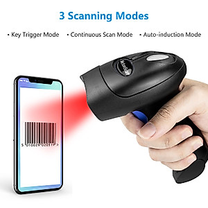 NetumScan Wireless Barcode Scanner with Stand, Portable Automatic Barcode Reader 2-in-1 (2.4G Wireless & USB 2.0 Wired QR Code Scanner for Warehouse POS and Computer (1D)