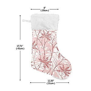 Kigai Christmas Stockings Traditional Floral Pattern Large Candy Stockings Stuffers Kids Cute Xmas Sock Decorations 1PC for Home Holiday Party 12" x18"