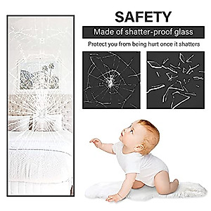 YSSOA Full Length Mirror 65" x22, Floor Mirror, Standing Mirror, Leaning Mirror, Full Body Mirror, Large Mirror, Bedroom Mirror with Aluminum Frame, Black