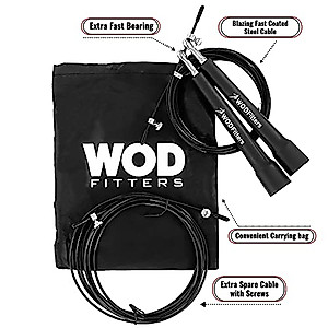 WODFitters Ultra Speed Cable Jump Rope - Adjustable Speed Rope for Double Unders