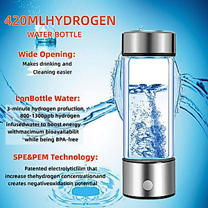 Hydrogen Water Bottle, Hydrogen Water Bottle Generator 2 Pack 2024 w SPE/PEM Tech Water Ionizer, Portable Hydrogenated Water Machine Improve Water in 3 Minutes Hydrogen Rich Glass Bottles Healthy