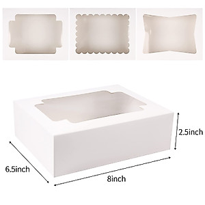 NPLUX Cookie Boxes Bakery Boxes with Window 8x6.5x2.5 Inches Auto-Popup Treat Pastry Boxes for Gift Giving(24pack,White)