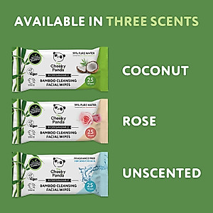 The Cheeky Panda Face Wipes | Coconut Scented Biodegradable Makeup Remover Wipes | Pack of 25 Wet Wipes