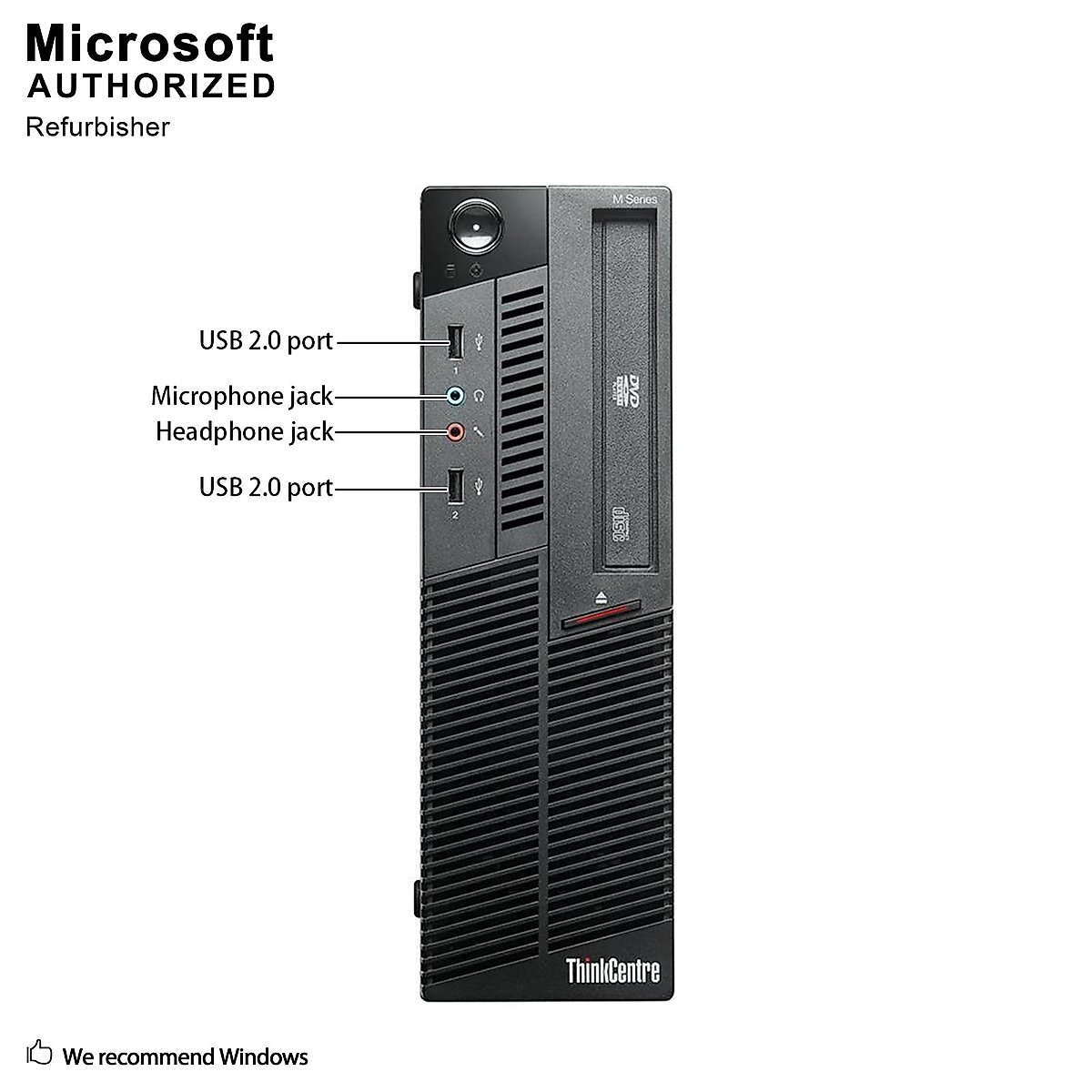 Lenovo ThinkCentre M90p Ultra Small Form PC Desktop Computer, Intel Dual Core i5 3.20 GHz, 8GB RAM, 500GB HDD, Windows 10 Pro, Keyboard & Mouse, DVD, WiFi (Renewed)