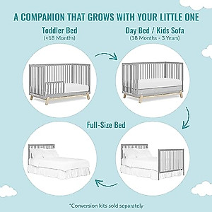 Dream On Me Hygge 5-in-1 Convertible Crib in Pebble Grey Oak, JPMA & Greenguard Gold Certified, Made of Sustainable Pinewood, Easy to Clean, Safe Wooden Nursery Furniture