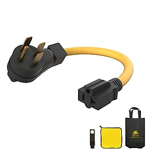 [240V to 120V] NEMA 14-50P to 5-15R/5-20R T-Blade Adapter 10AWG STW Copper Wires RV Generator Power Cord Adapter 50 Amp to 20 Amp