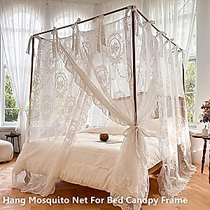 AIKASY Outer Bed Support Canopy Bed Frame Post Queen Size Stainless Steel Bed Canopy Frame Poles Four Corner Bed Bracket Fit for Metal Bed Wood Bed Bedroom Decor (Queen, Silver)