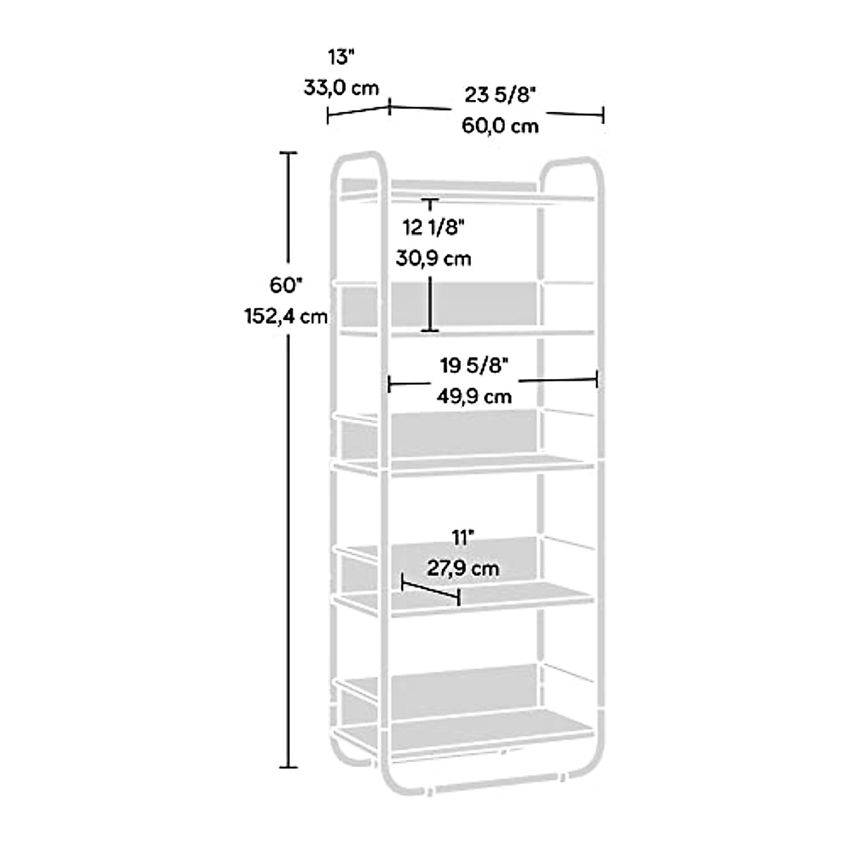 Sauder Union Plain 5-Shelf Bookcase, Prairie Cherry Finish