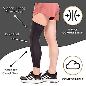 BraceAbility Compression Full Leg Sleeve - Thigh to Calf Copper-Infused Recovery Wrap for Shin Splints, Muscle Spasms, Tendonitis, Arthritis, Restless Leg Syndrome, Joint Pain for Men and Women (2XL)