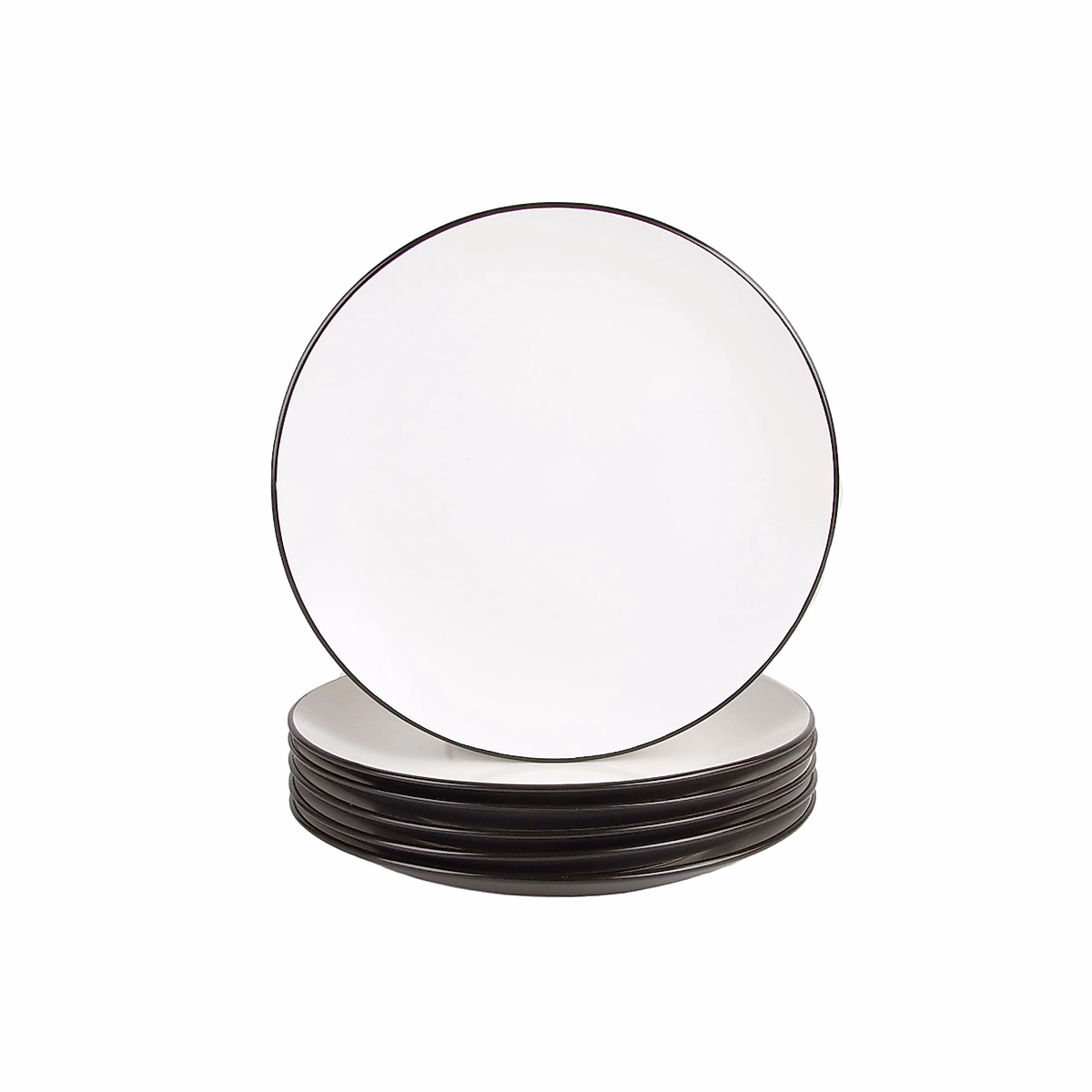 10 Strawberry Street Two Tone Coupe 8” Salad Plate Set Of 6, Black/White