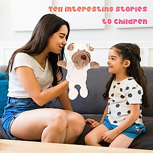 Easfan Puppy Hand Puppet Soft Animal Plush Toy with Movable Mouth Interactive Storytelling Cute Dog Toys Creativity and Imagination Christmas Birthday Gifts for Toddlers Kids,12.5''